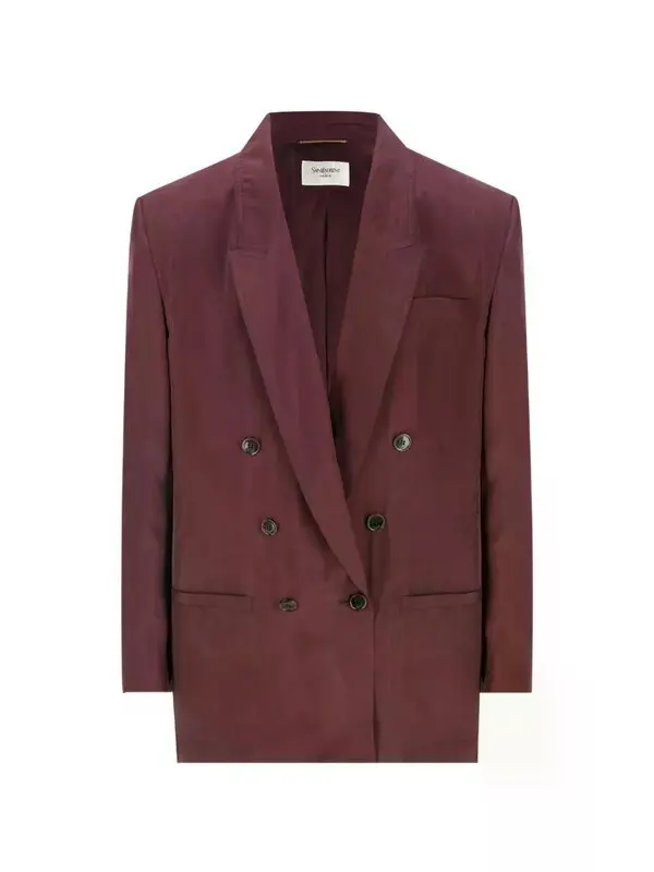 Saint Laurent Habotai Double-breasted Jacket - Red