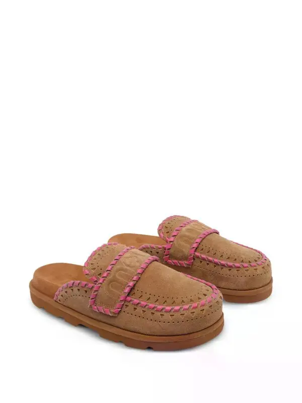 Mou Logo-embossed Perforated Mules - Neutrals
