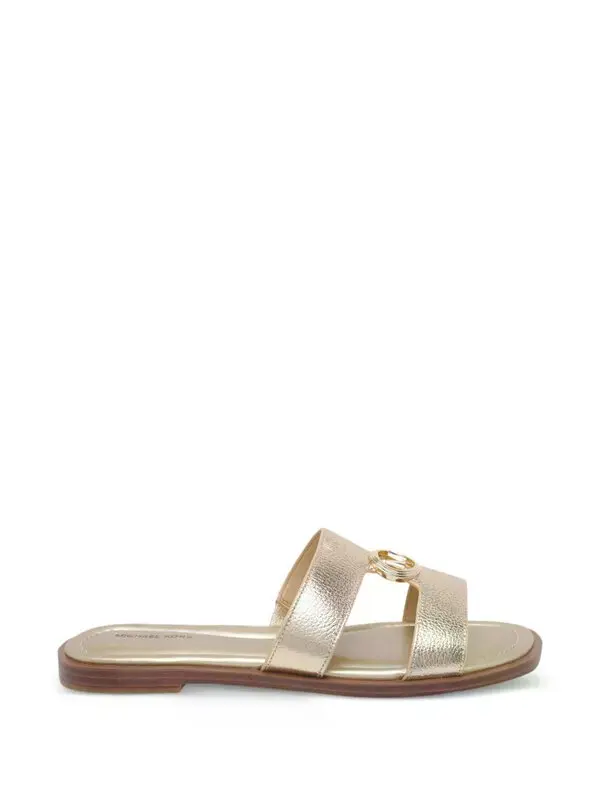 Michael Kors Erin Logo-plaque Leather Sandals - Gold