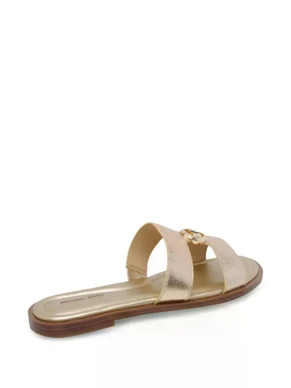 Michael Kors Erin Logo-plaque Leather Sandals - Gold