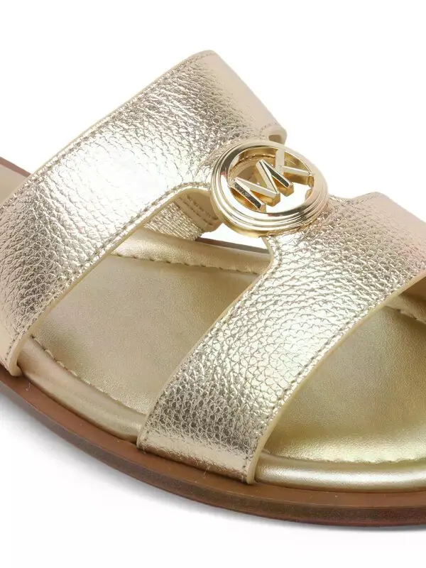 Michael Kors Erin Logo-plaque Leather Sandals - Gold