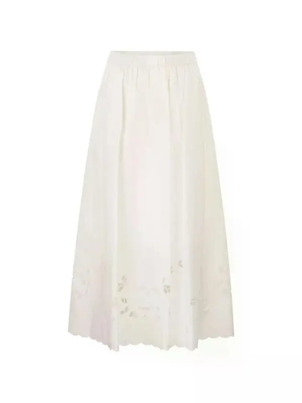 Max Mara Caravan Embroidered Midi Skirt - White