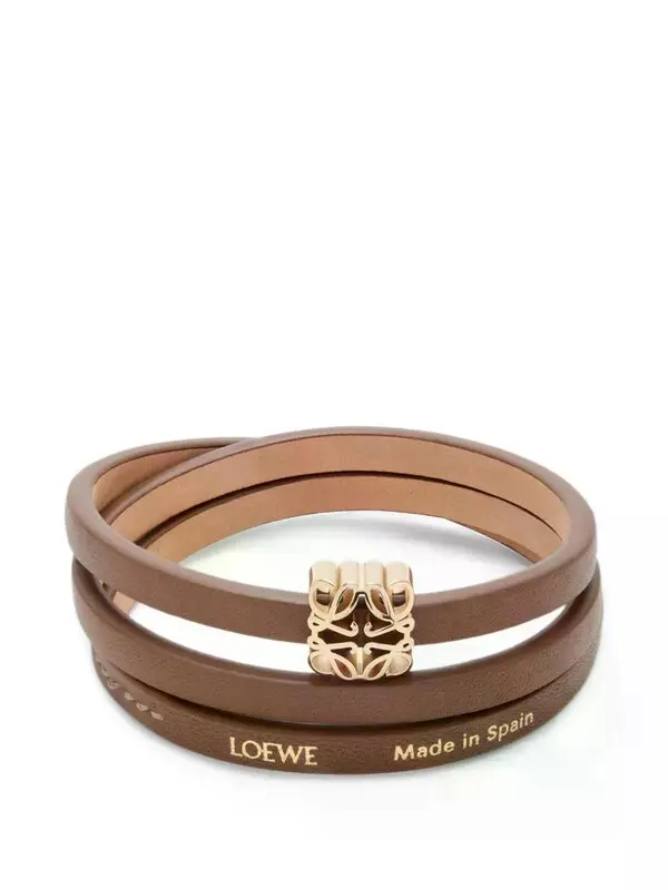 Loewe Anagram Bombé Twist Leather Bracelet - Gold