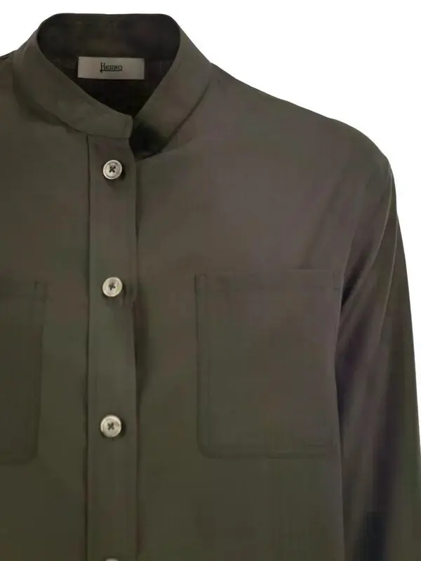 Herno Chest-pocket Mandarin-collar Shirt - Green