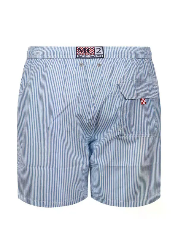 MC2 SAINT BARTH Vertical-striped Drawstring Swim Shorts - Blue