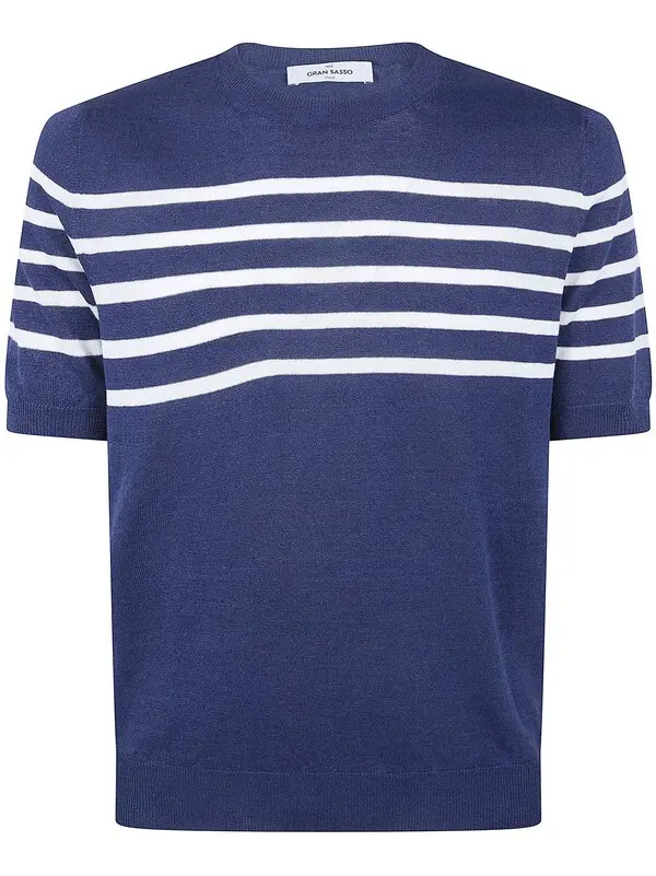 GRAN SASSO Short Sleeve Turtleneck Top - Blue