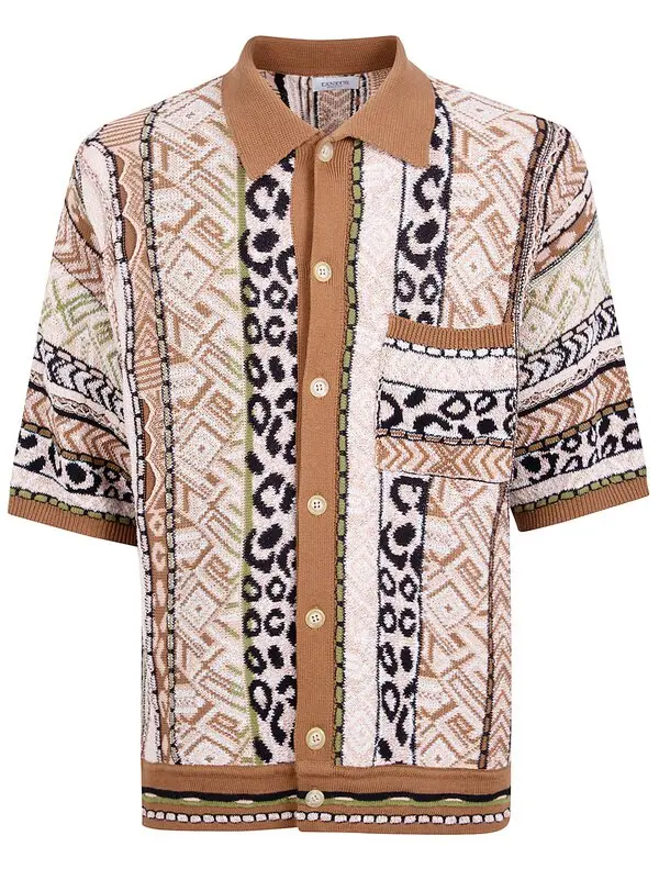 LANEUS Knitted Shirt - Brown