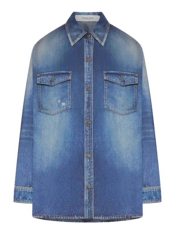 GOLDEN GOOSE Denim Printed Shirt - Blue