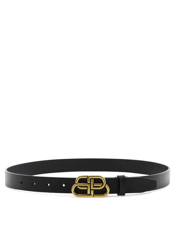 Balenciaga Bb Leather Belt - Black