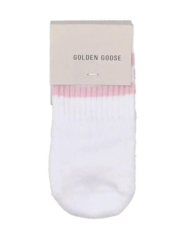 GOLDEN GOOSE Ribbed Socks With Logo And Star Details - Baby/ Old White