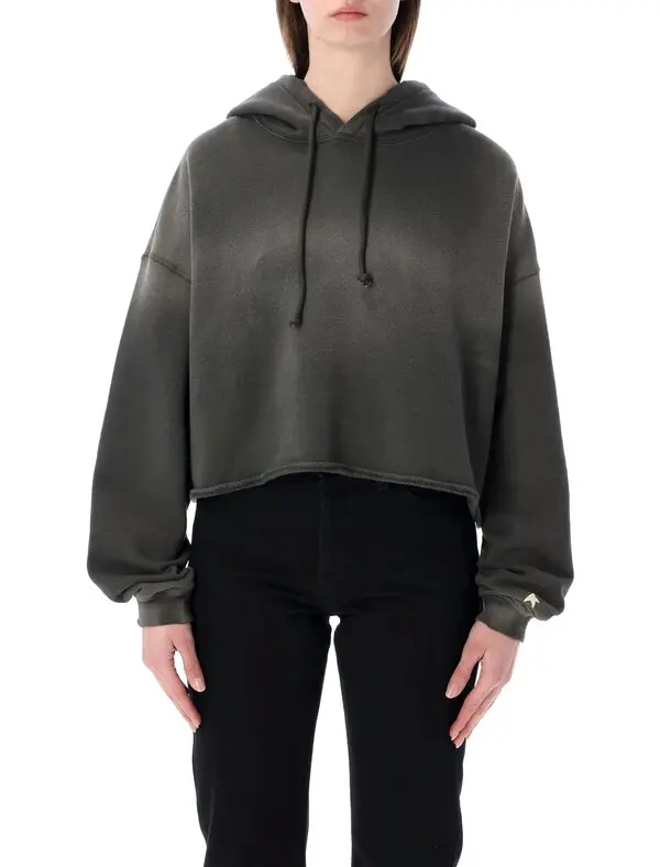 GOLDEN GOOSE Cropped Hoodie With Star Embroidery