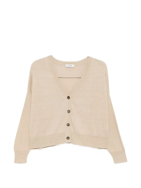BASE Linen And Cotton Blend Cardigan - Beige