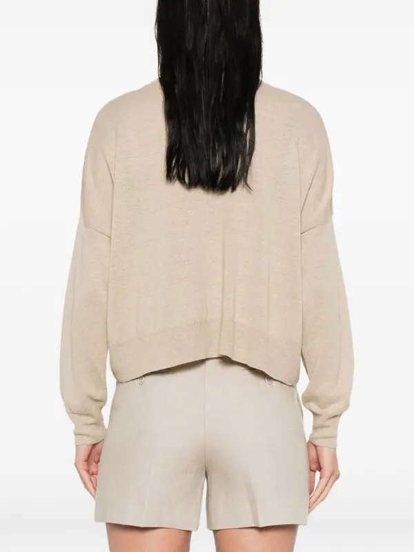 BASE Linen And Cotton Blend Cardigan - Beige