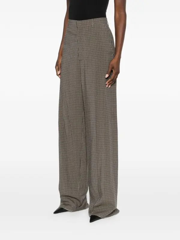 Balenciaga Checked Wide-leg Trousers - Kaki
