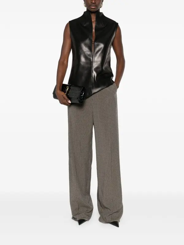 Balenciaga Checked Wide-leg Trousers - Kaki