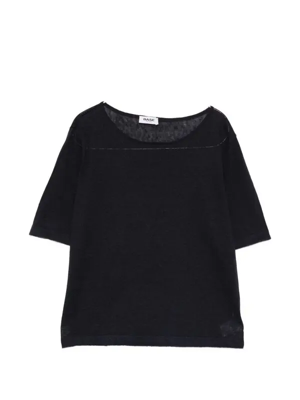 BASE Linen And Cotton Blend Sweater - Blue
