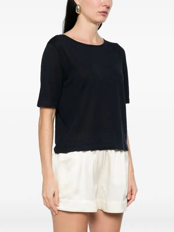 BASE Linen And Cotton Blend Sweater - Blue