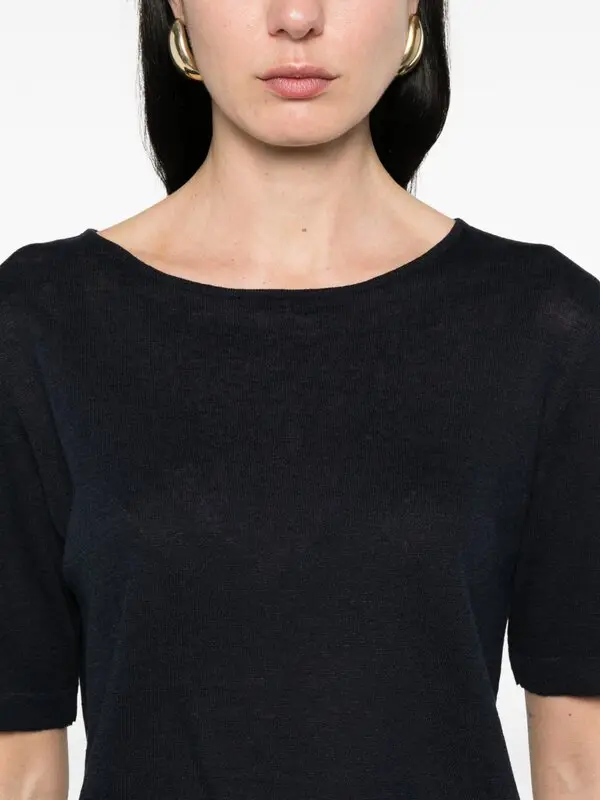 BASE Linen And Cotton Blend Sweater - Blue