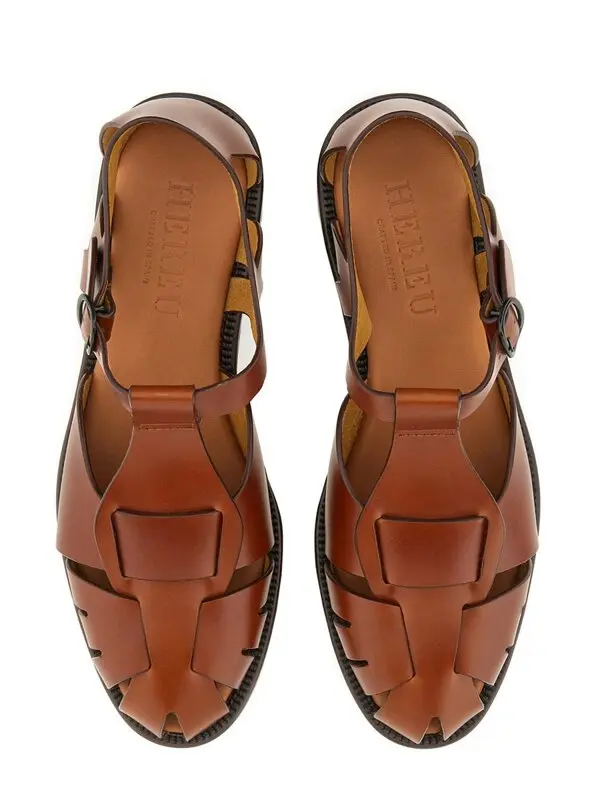 Hereu Leather Gladiator Sandals - Brown