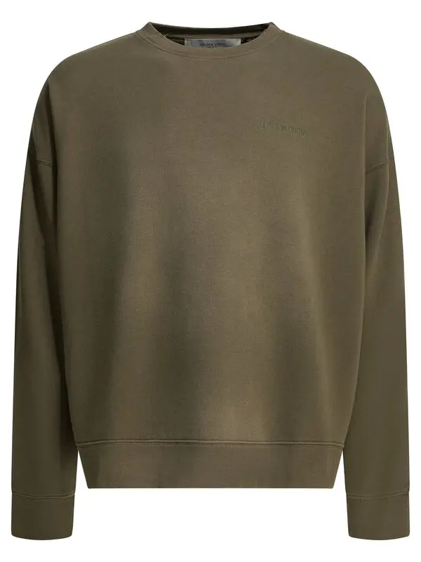 GOLDEN GOOSE Crewneck Sweatshirt With Logo Embroidery - Green