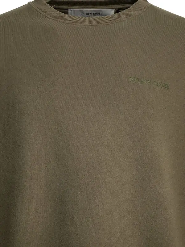 GOLDEN GOOSE Crewneck Sweatshirt With Logo Embroidery - Green