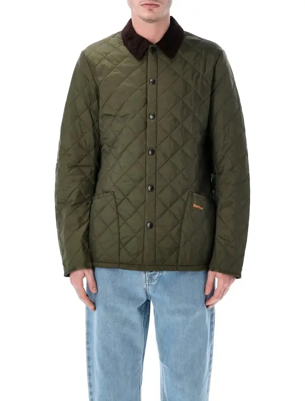 Barbour Quilted Jacket With Corduroy Collar - Green