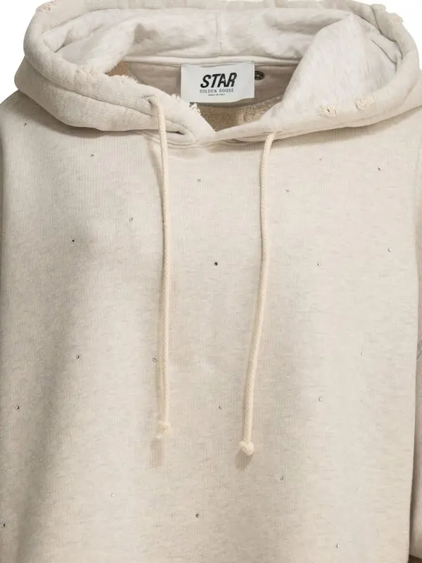 GOLDEN GOOSE Cotton Rhinestone Hoodie - Grey