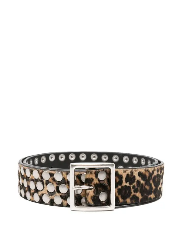GOLDEN GOOSE Studded Leather Belt - Brown