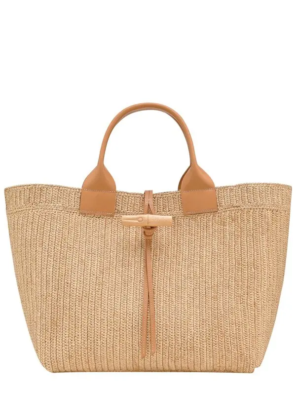 Longchamp Le Roseau Raffia Tote Bag - Beige
