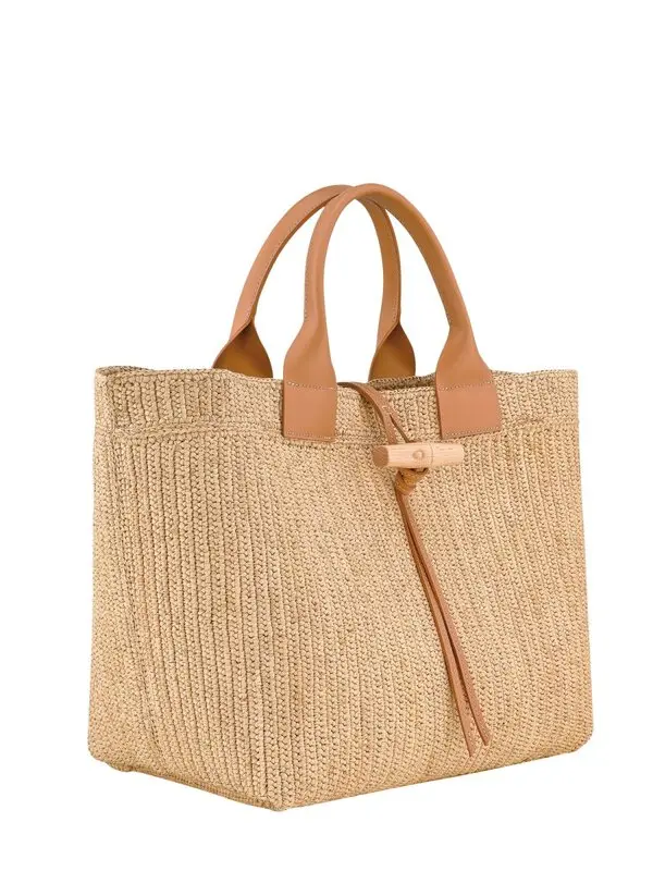 Longchamp Le Roseau Raffia Tote Bag - Beige