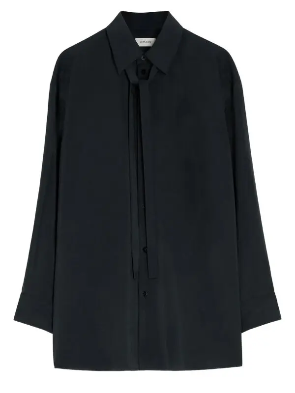 LEMAIRE Long Shirt With Tie - Charcoal
