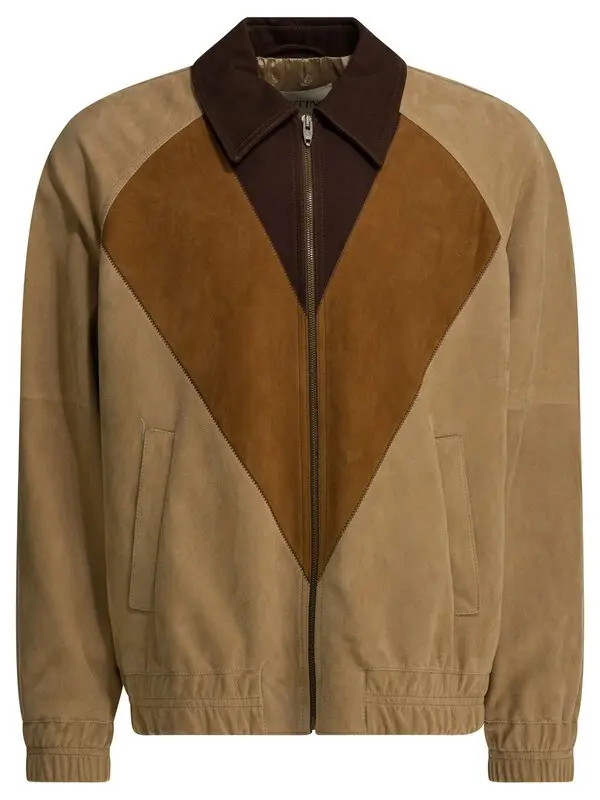 Valentino Garavani Leather Jacket With Geometric Inlay