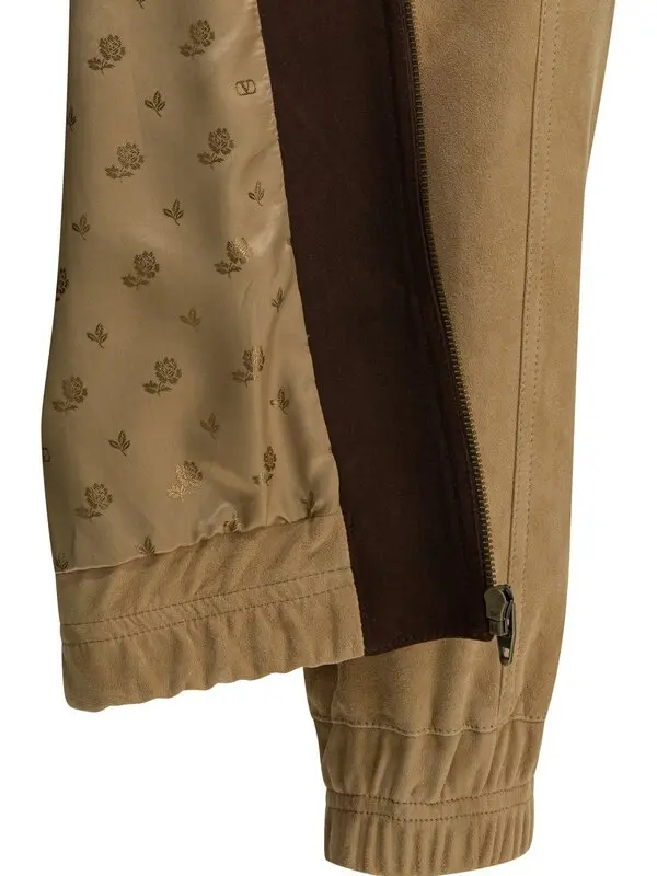 Valentino Garavani Leather Jacket With Geometric Inlay