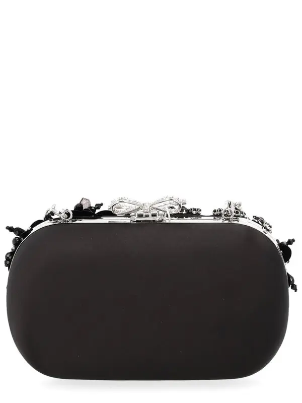 SELF-PORTRAIT Floral Crystal Clutch - Black