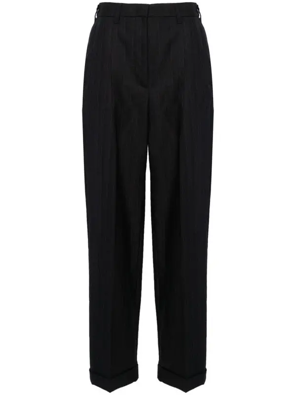Miu Miu High-waisted Pinstripe Trousers - Bleu