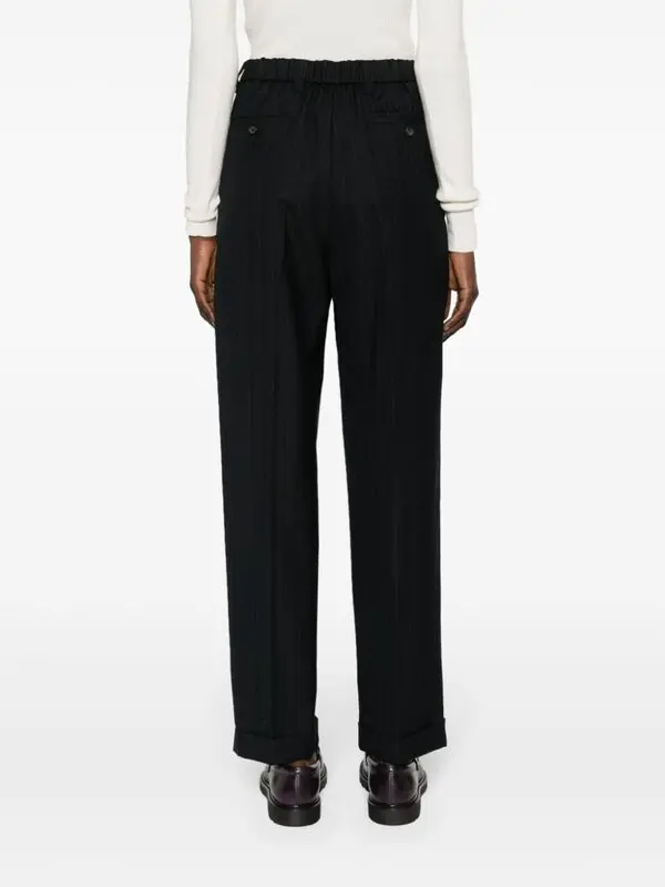 Miu Miu High-waisted Pinstripe Trousers - Bleu