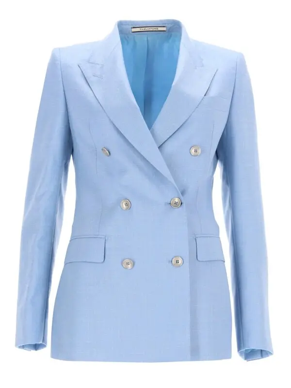 Tagliatore Double-breasted Wool Jacket - Azure