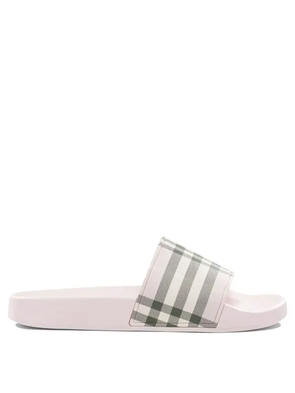Burberry Check Slides - Pink