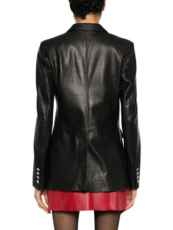Tagliatore Leather Blazer - Black