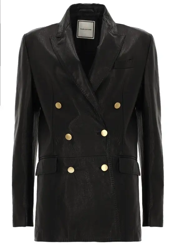 Tagliatore Leather Blazer - Black