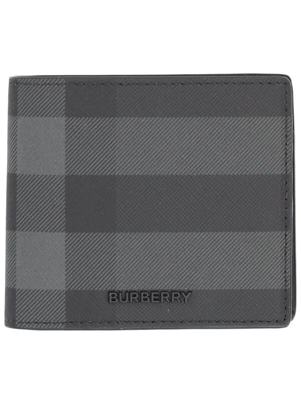 Burberry Check' Wallet - Grey