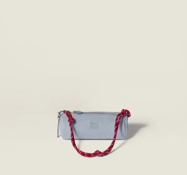 Miu Miu Gabardine Pouch With Embroidered Logo - Astrale+amaranto                        Astrale+amaranto