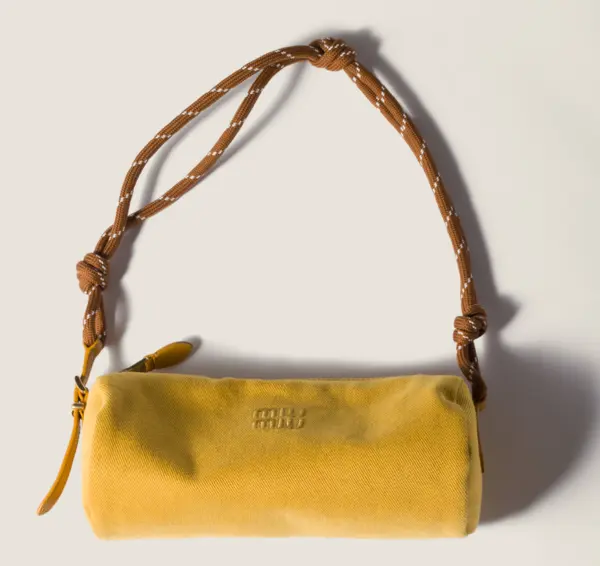 Miu Miu Gabardine Bag With Technical Tape Shoulder Strap - Topazio+brandy