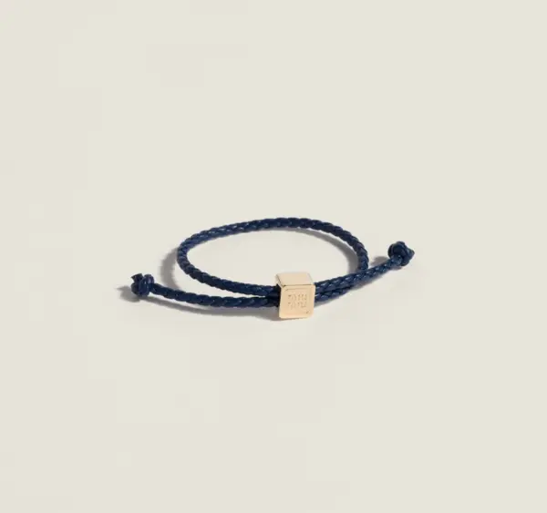 Miu Miu Braided Bracelet With Logo Detail - Bluette