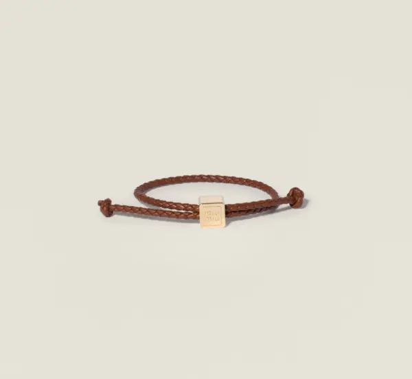 Miu Miu Braided Bracelet - Cognac