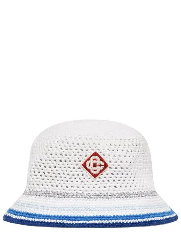 Casablanca Mesh Stripe Bucket Hat - White