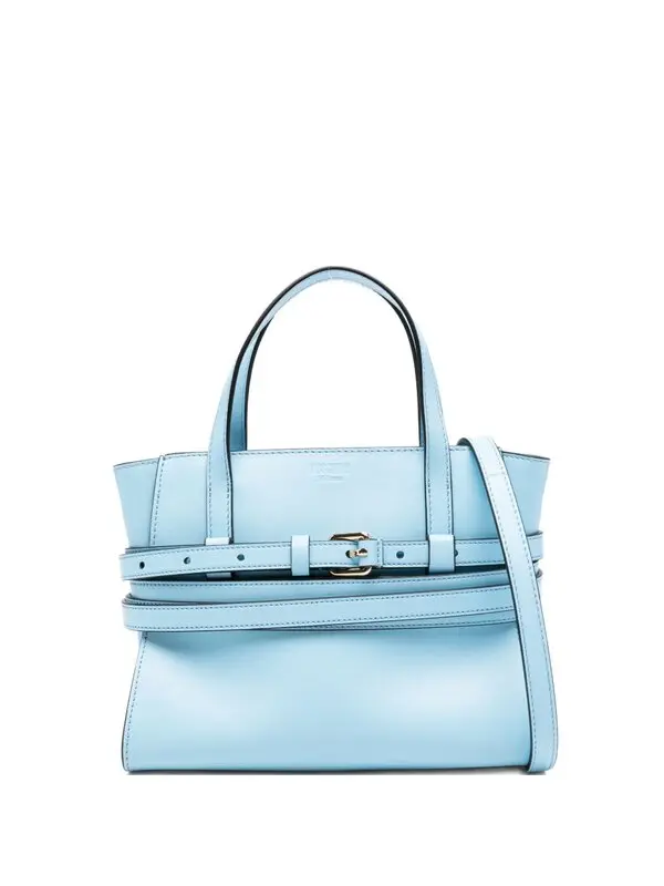 Moschino Tie Me Small Leather Handbag - Clear Blue