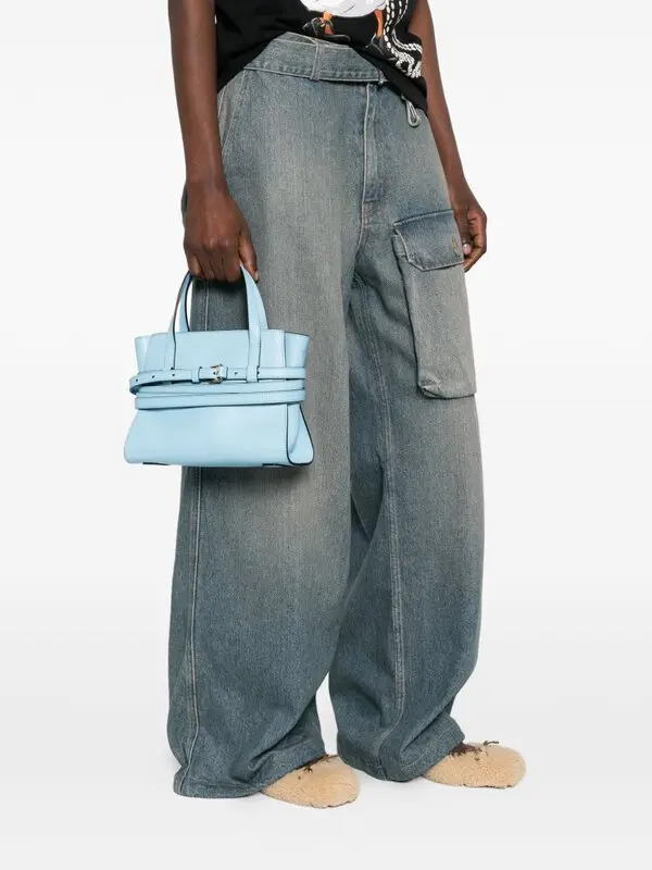 Moschino Tie Me Small Leather Handbag - Clear Blue