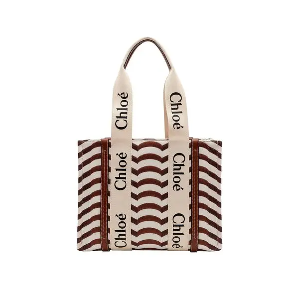 Chloé Woody Medium Tote Bag - Beige