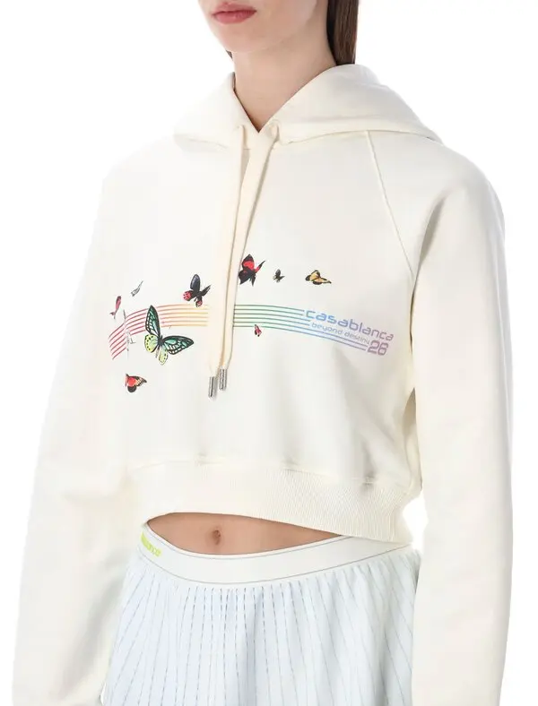 Casablanca Butterfly Crop Hoodie - Beige